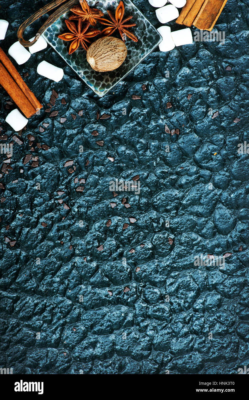 aroma spice on a table, kitchen background Stock Photo - Alamy