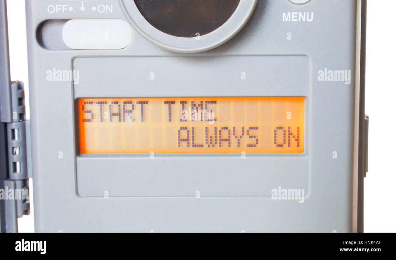 Security camera menu asking what time recording should begin Stock ...