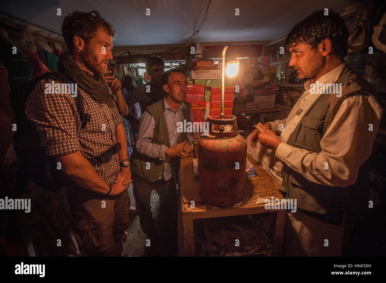 Afghanistan, Wakhan corridor, tourists in Ishkashim sultan shop Stock ...