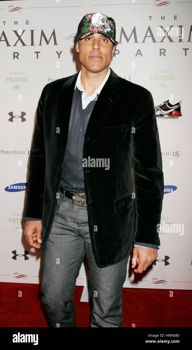 Rick Fox arrives at the Maxim Super Bowl party at the Stone Rose at the ...