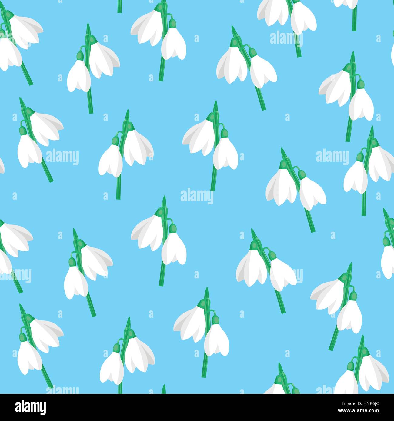 Vector seamless pattern with white snowdrop flowers and green leaves on ... Vector seamless pattern with white snowdrop flowers and green leaves on ...