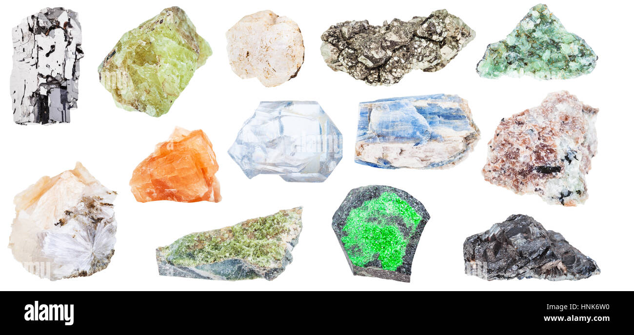 collection of various natural mineral crystals - galena, hematite ...