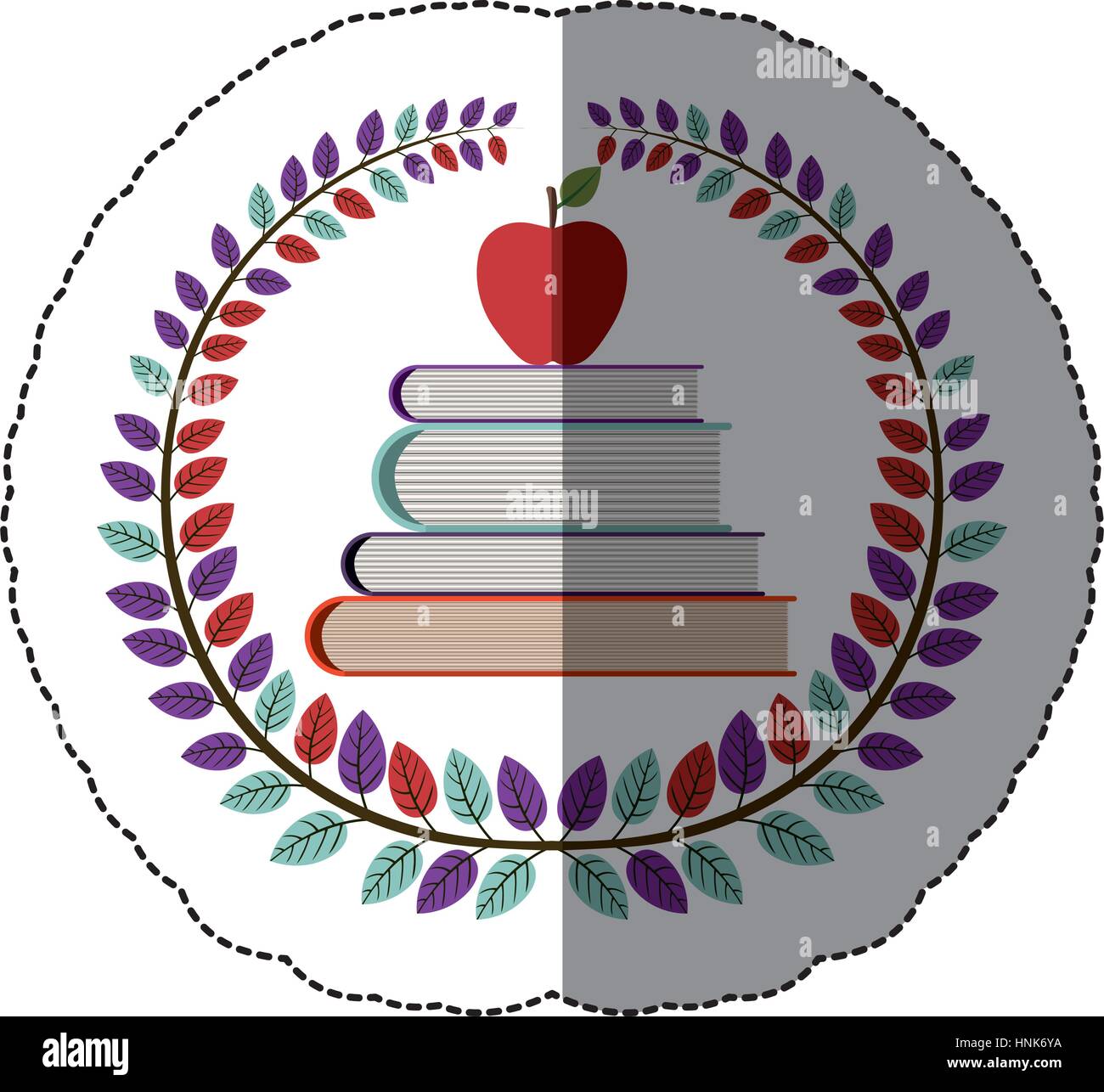 emblem books with red apple icon, vector illustration Stock Vector ...