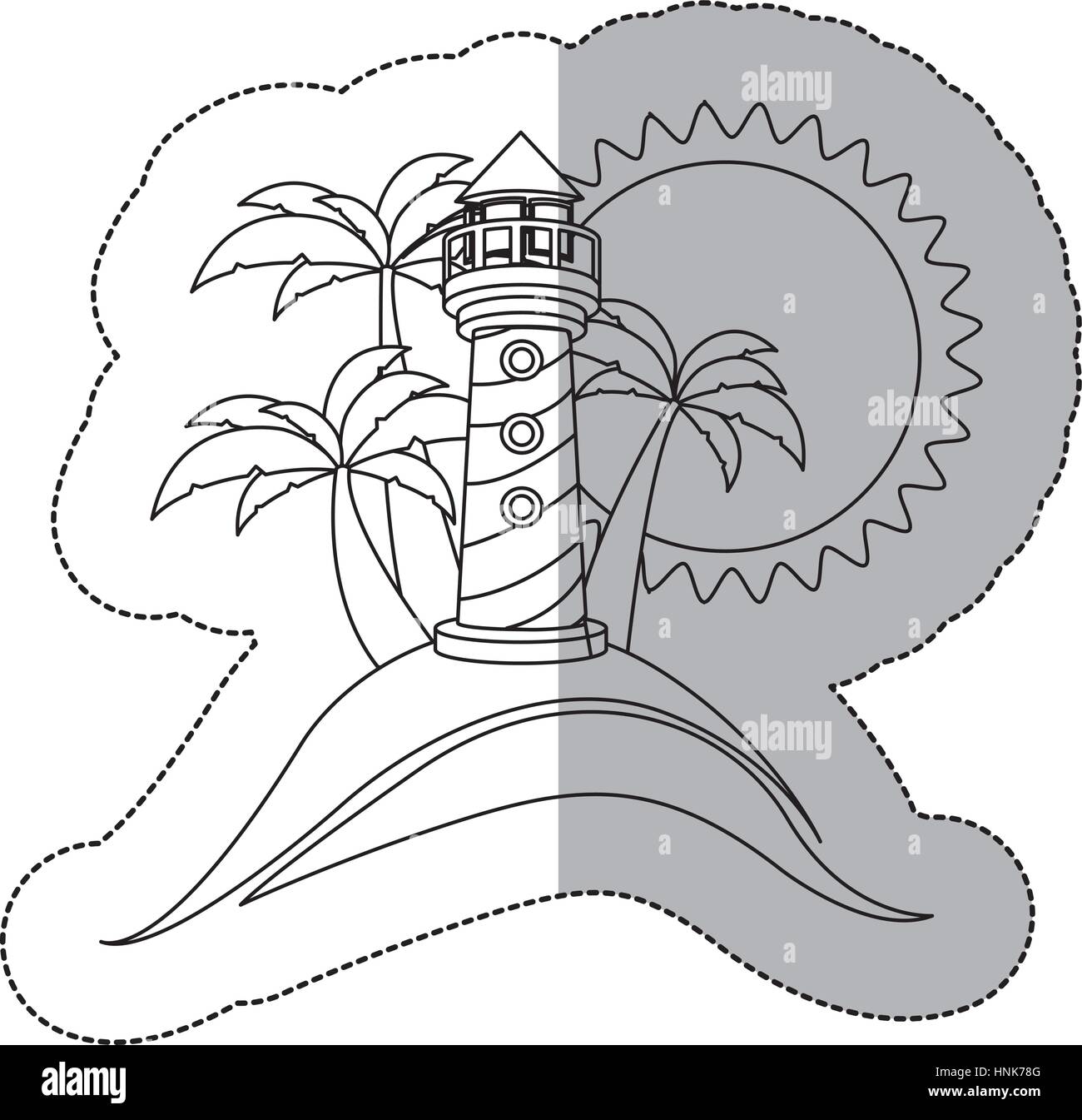 symbol beach with lighthouse icon image, vector illustration Stock ...