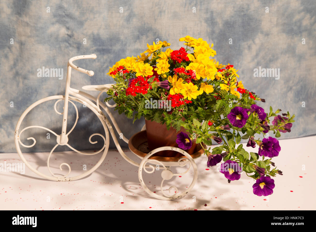 Flower arrangement on a tricycle Stock Photo - Alamy