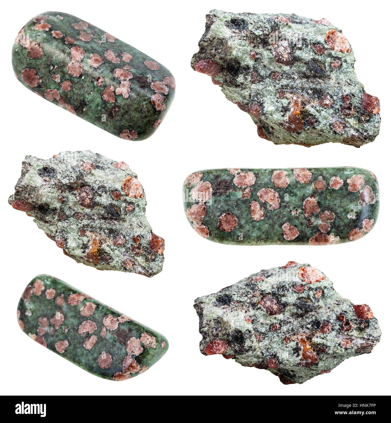 collection of various tumbled and raw Eclogite mineral stones with ...