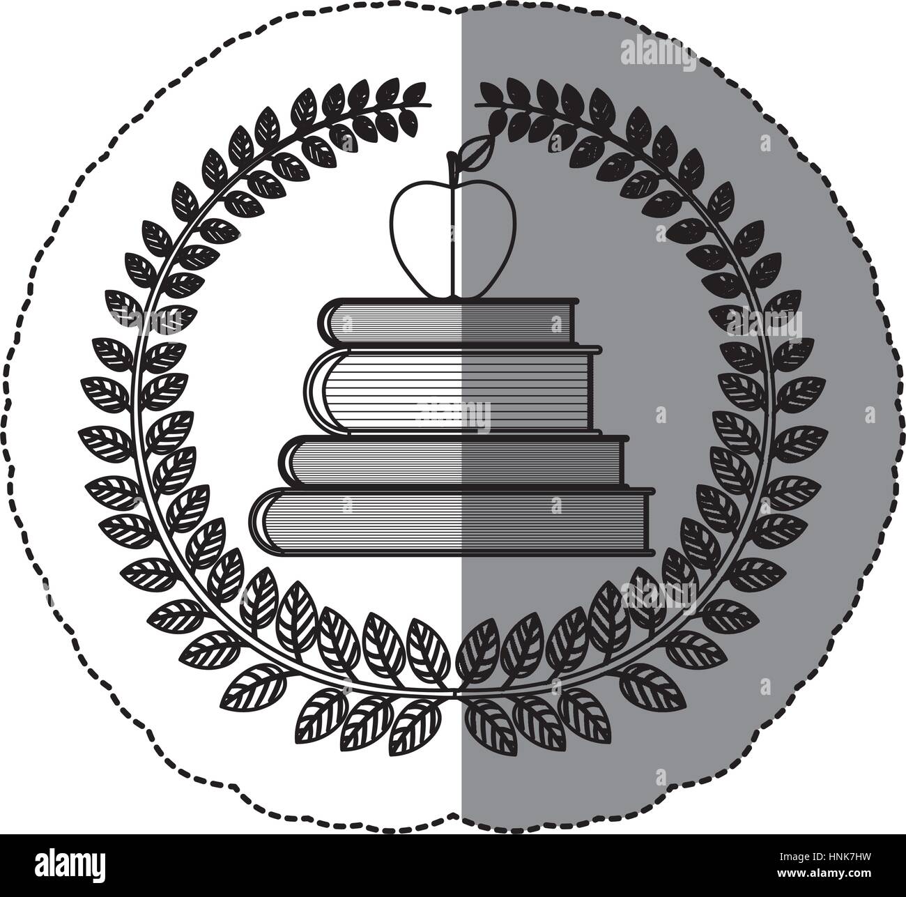 emblem books with red apple icon, vector illustration Stock Vector ...