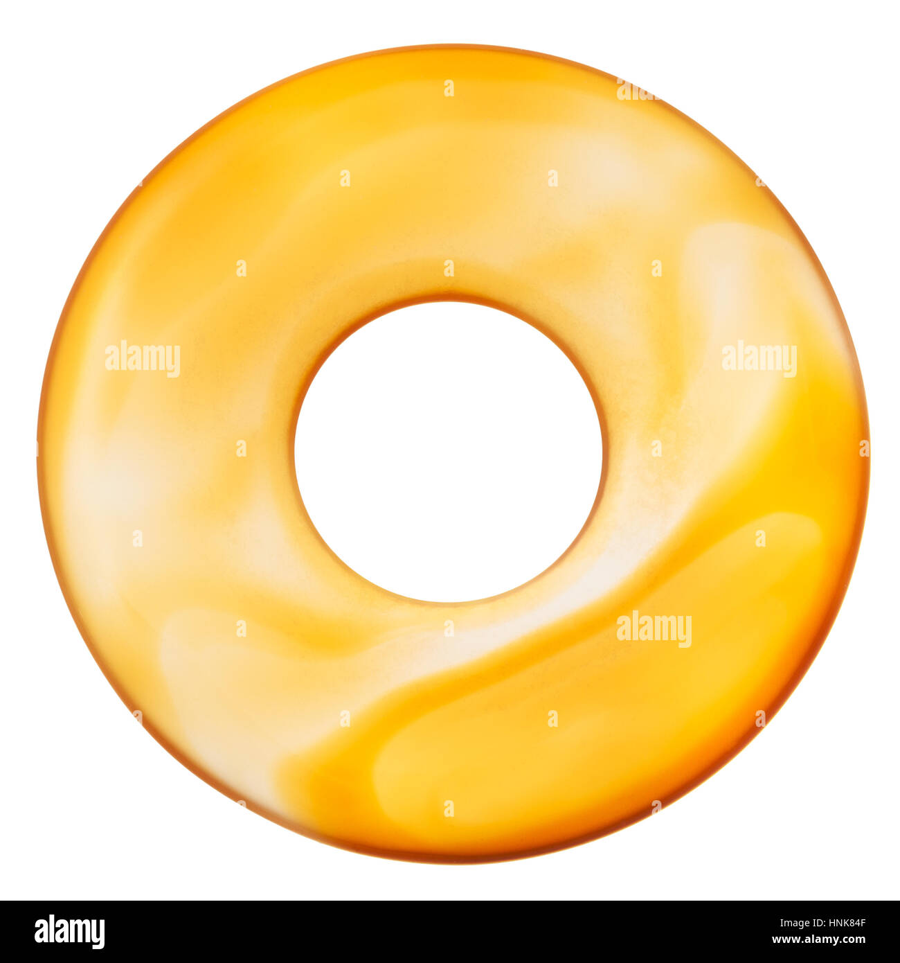 polished donut shape circle from yellow natural agate gemstone isolated ...