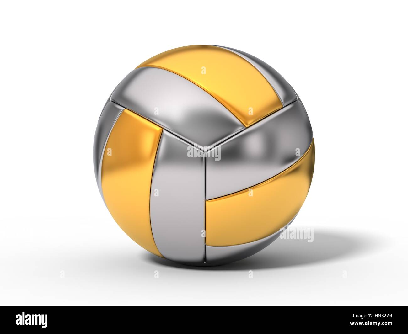 3d illustration of simple metallic volleyball ball. isolated on white ...