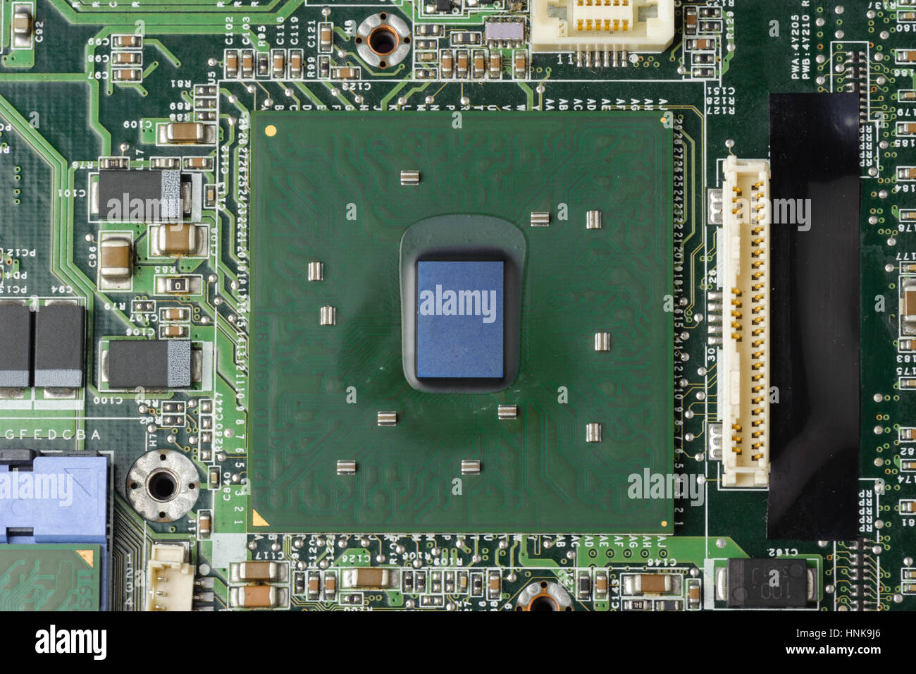 closeup microprocessor on motherboard inside computer Stock Photo - Alamy