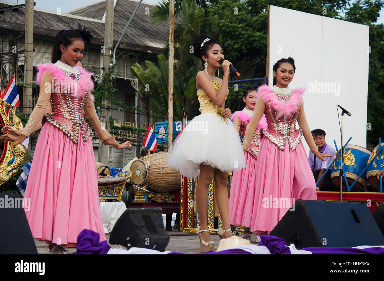 Thai people sing folk song and country music with dance local thai ...