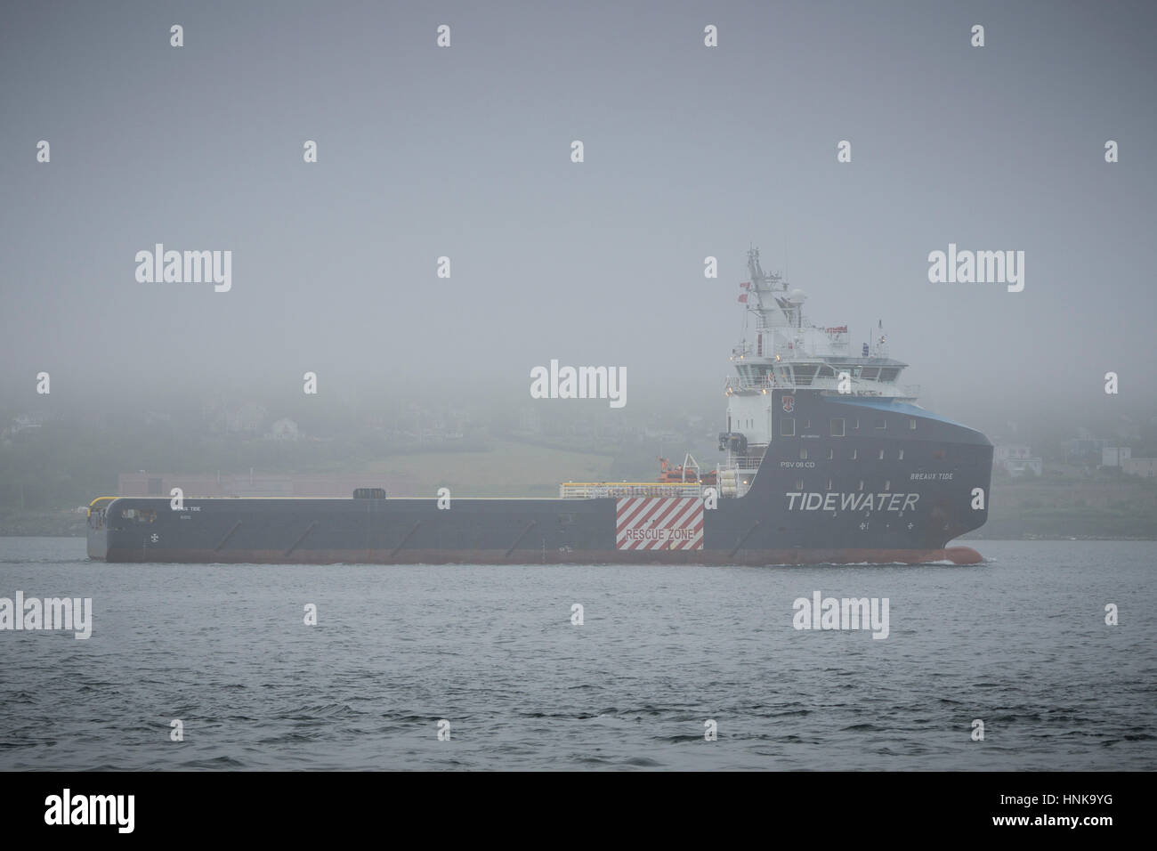 Tidewater's offshore support vessel (OSV) "Breaux Tide" in light fog in ...