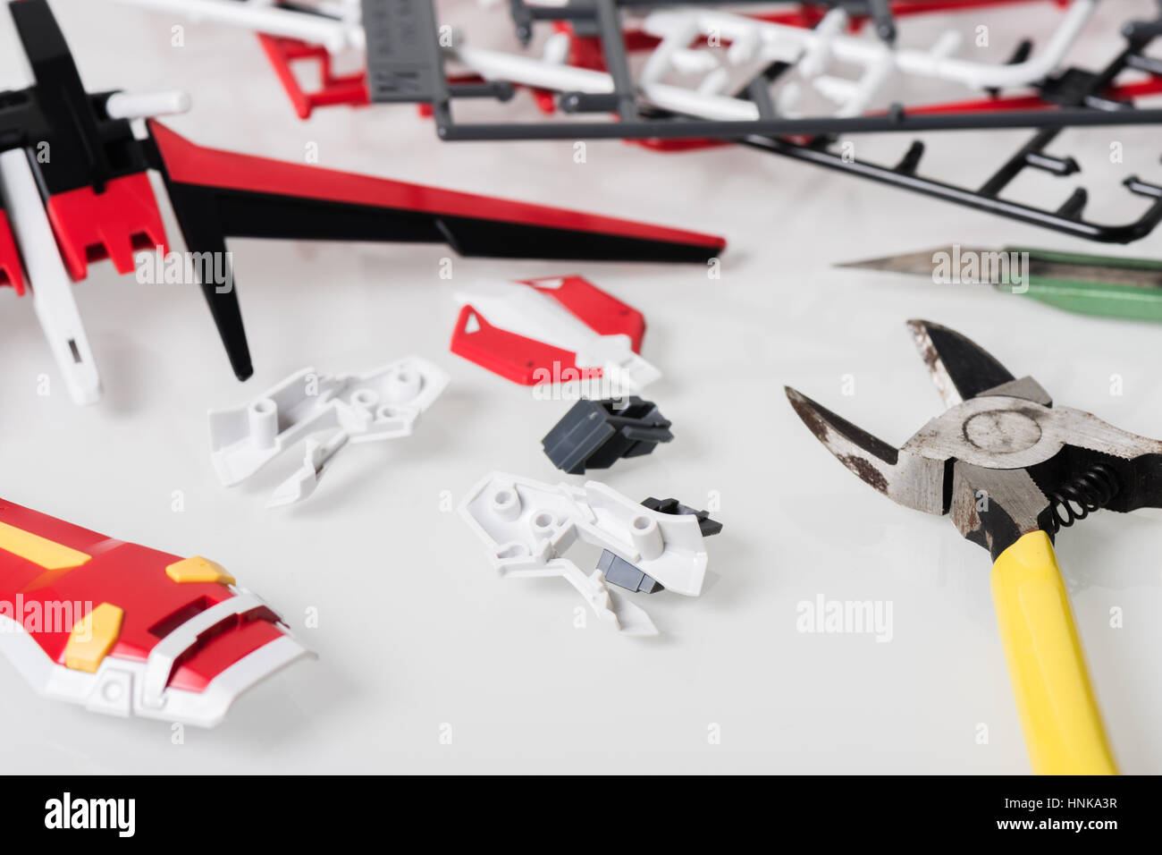 plastic model ktis, sprue or injection moulding of toy Stock Photo - Alamy