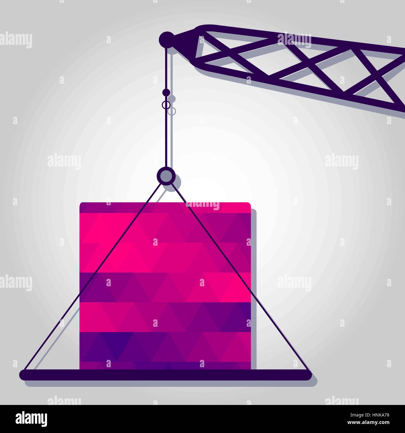 Crane and block with a colored triangles forming a gradient, purple to ...