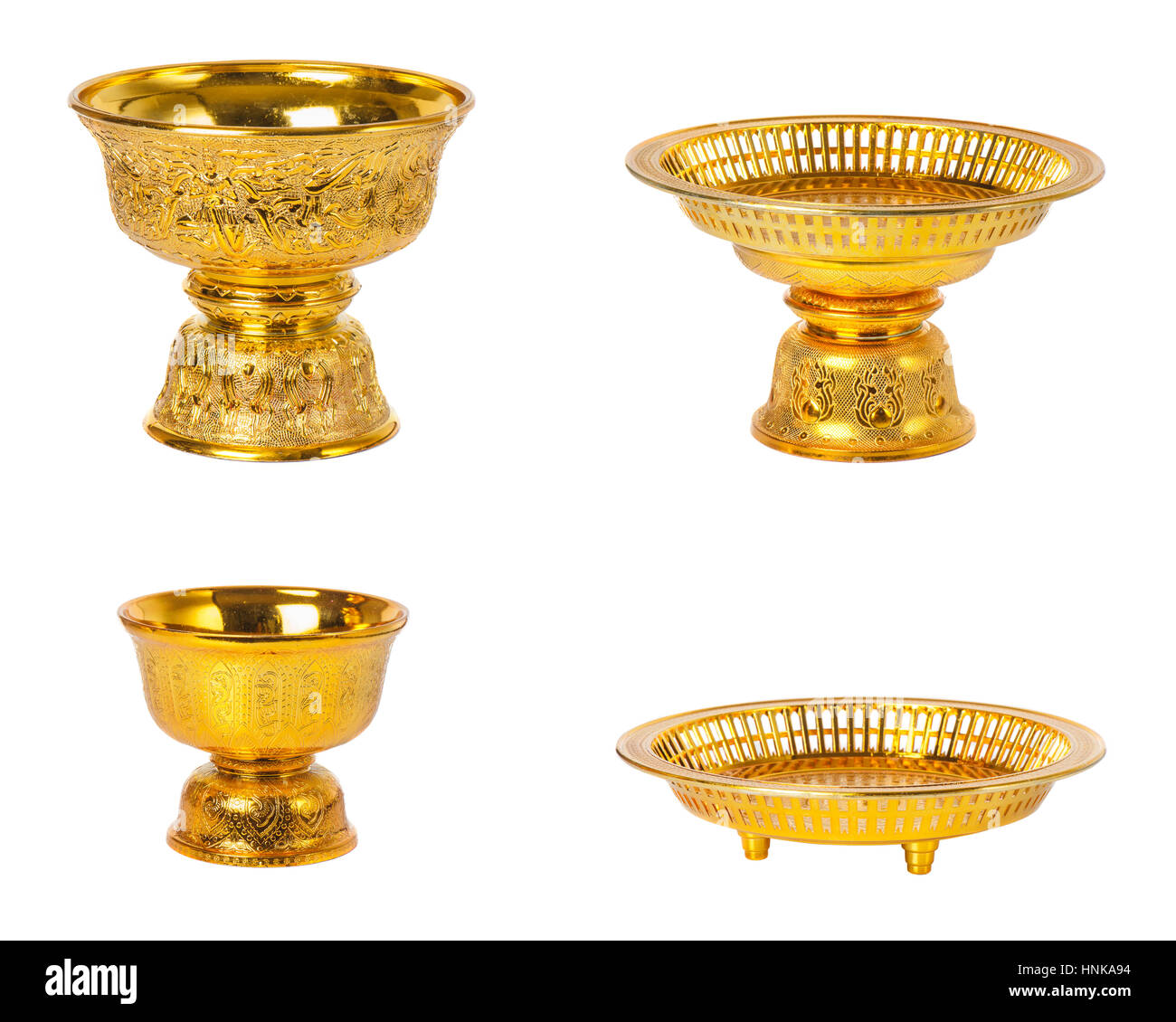 4 different golden tray with pedestal (vintage style) in Thailand ...
