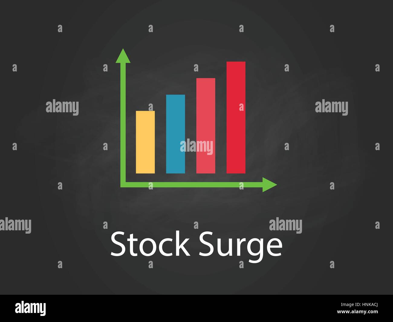 stock surge chart illustration with colourful bar, white text and black ...