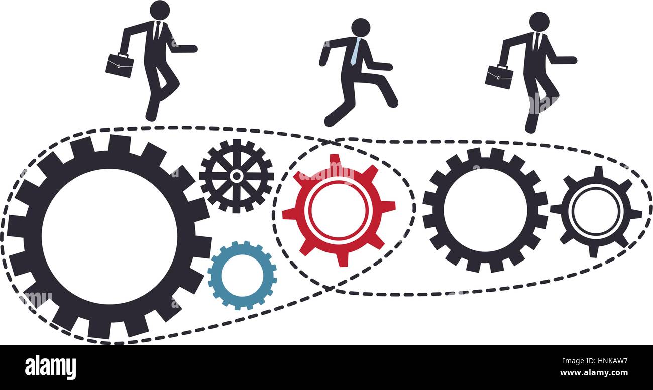 mechanism with gear wheels and executive men vector illustration Stock ...