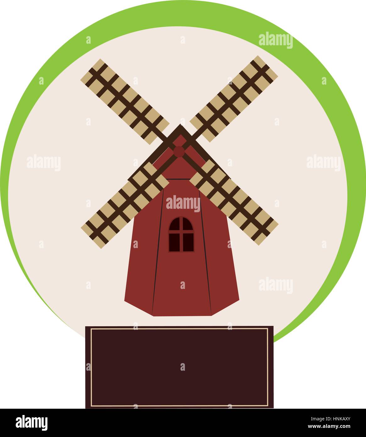 colorful circular border with Windmill and wood plate vector ...