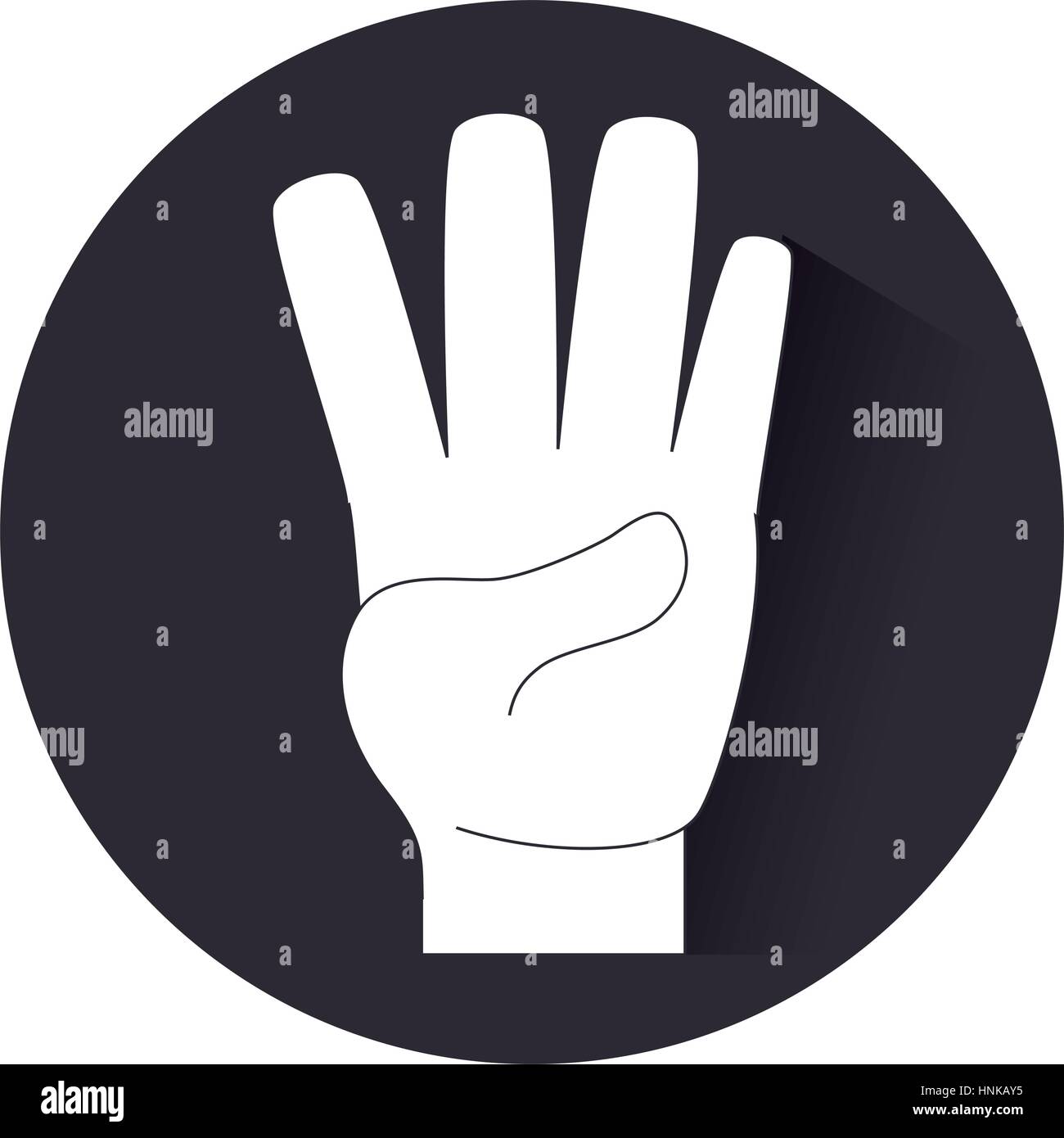 circular border with hand in shape number four vector illustration ...
