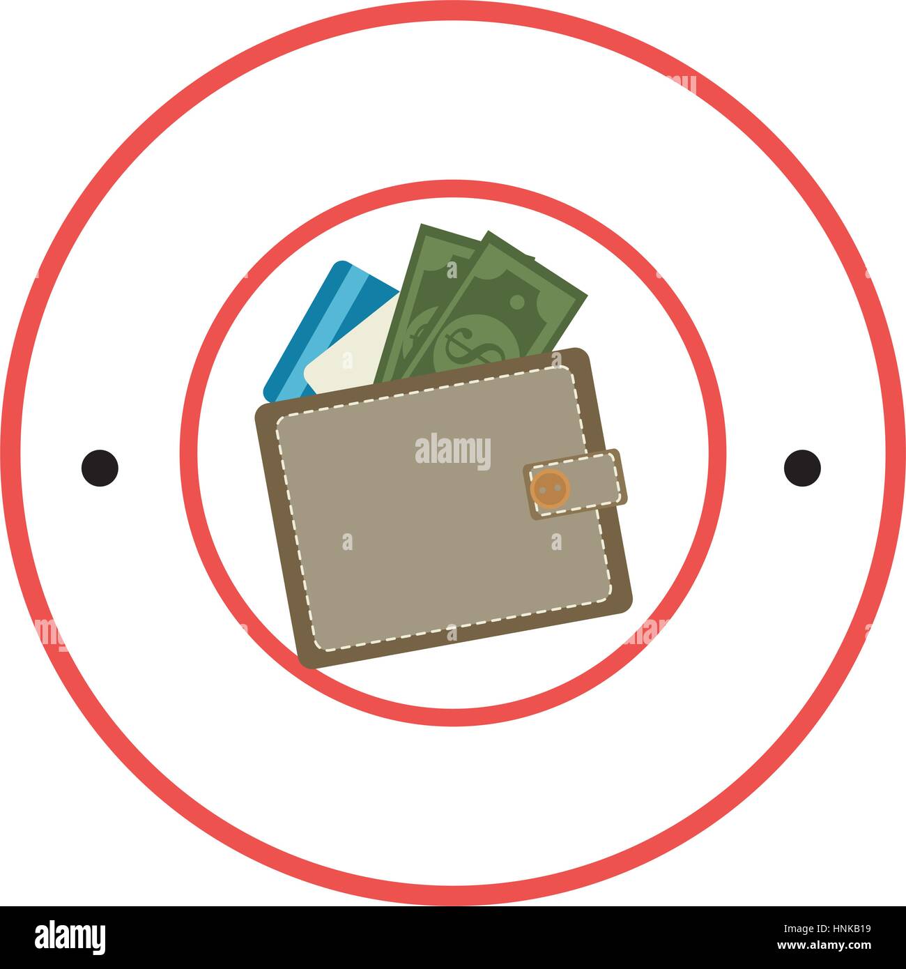 circular border with wallet with money vector illustration Stock Vector ...