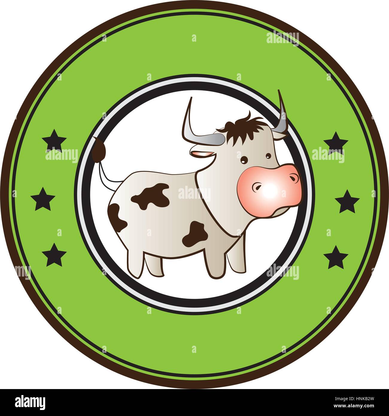 colorful circular border with cartoon cow animal vector illustration ...