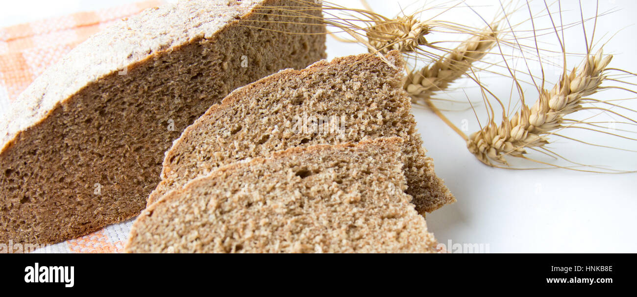 Home baked rye bread slices with wheat Stock Photo - Alamy