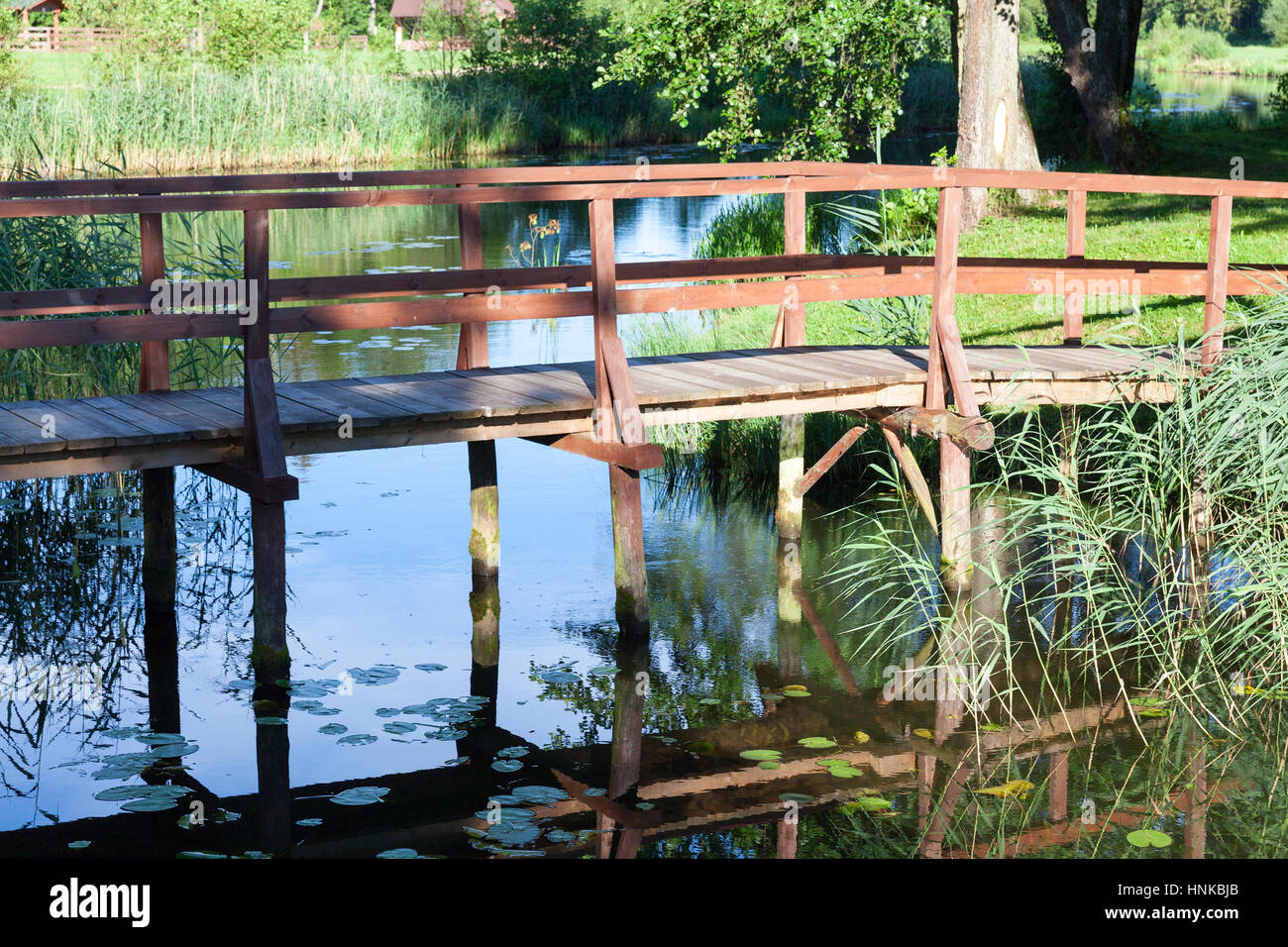 old wooden bridge Stock Photo - Alamy