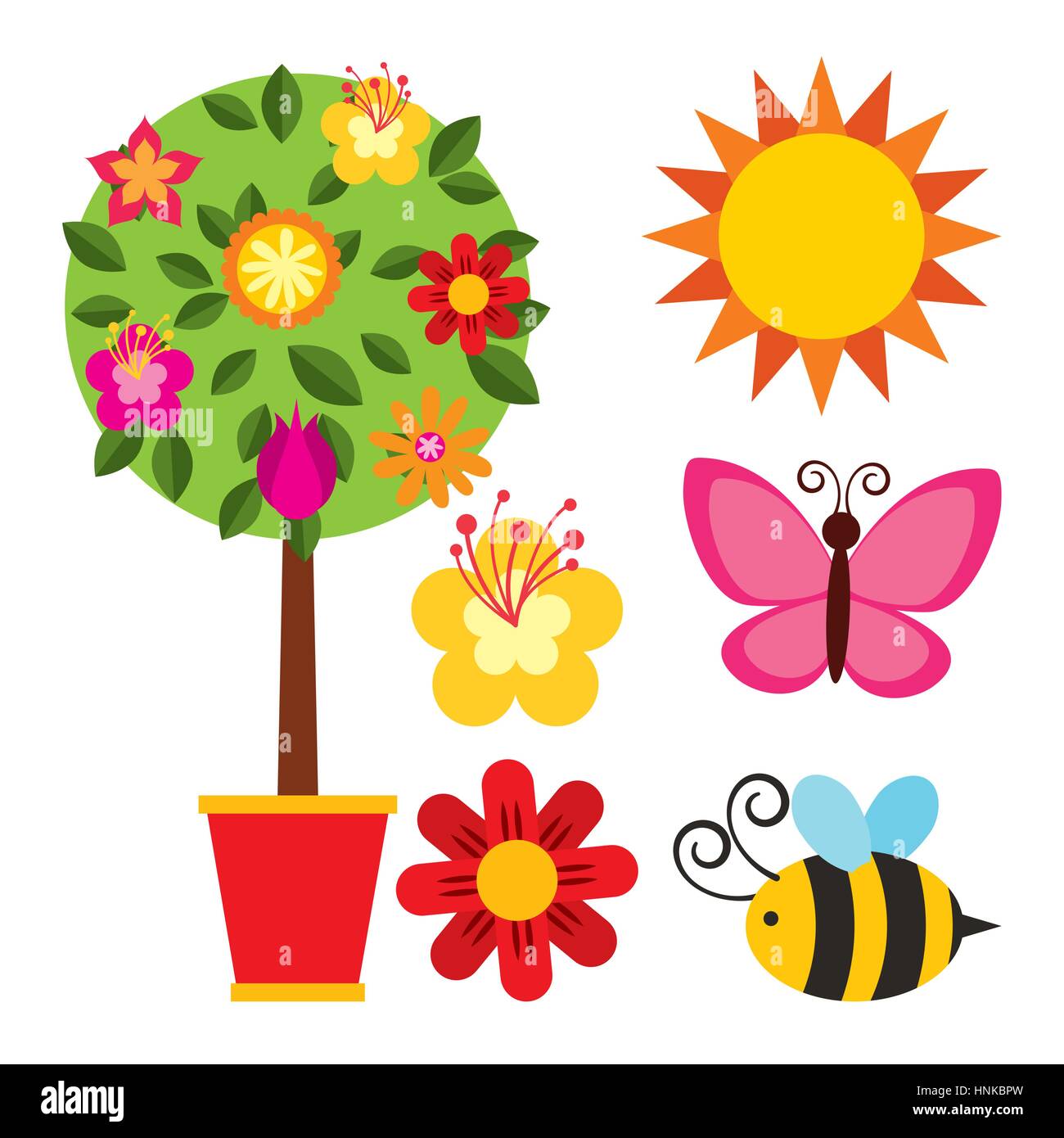 spring season icons over white background. colorful design. vector ...