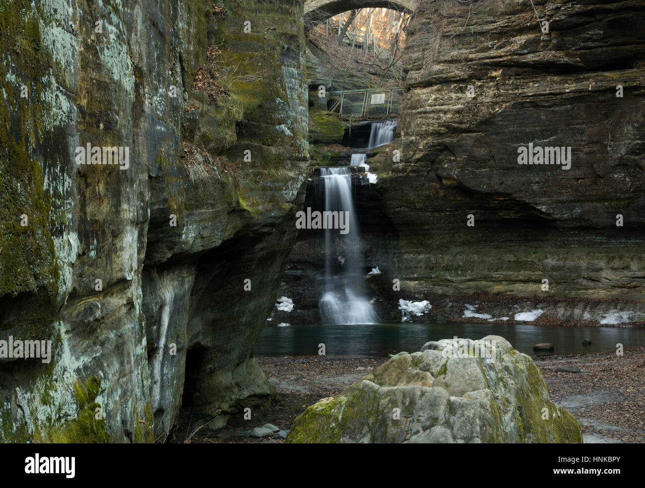 Water cascade in the Lower Dells. Matthiessen State Park, Illinois, U.S ...