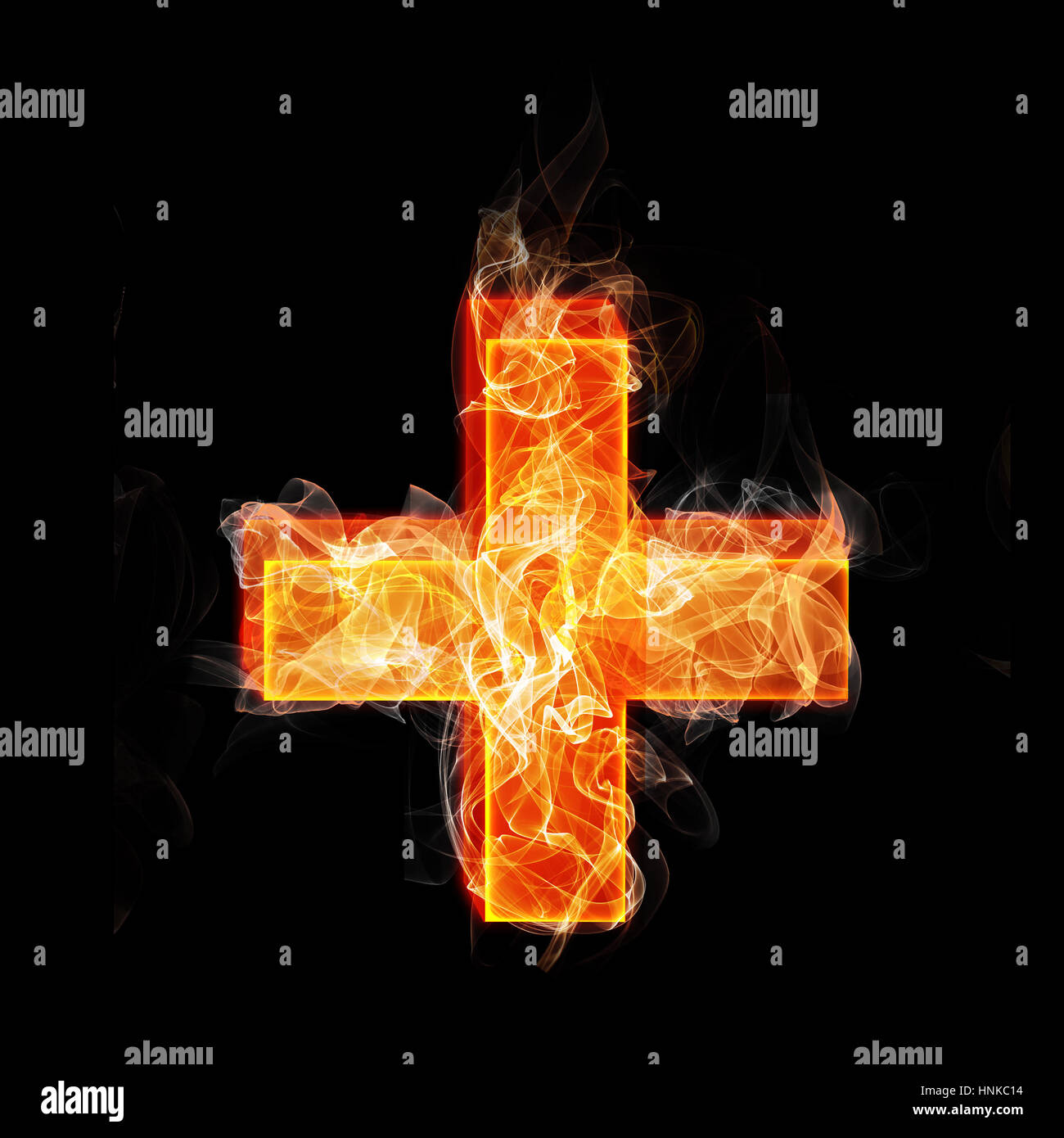 Plus burning sign isolated on black Stock Photo - Alamy