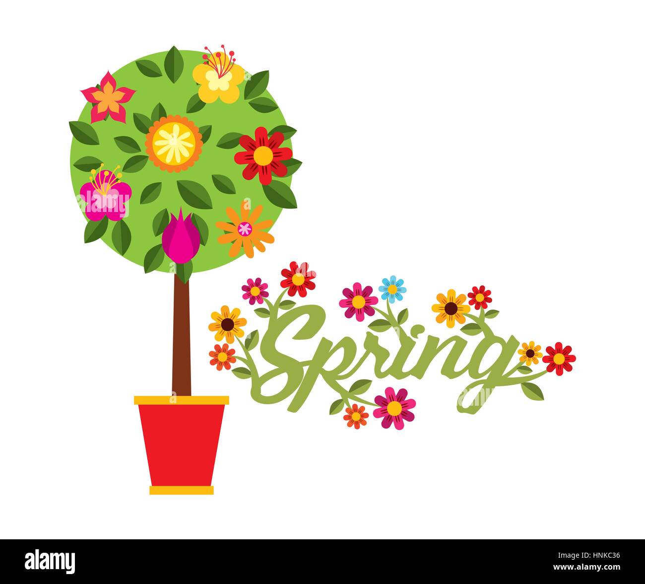 tree with flowers over white background. spring season concept ...