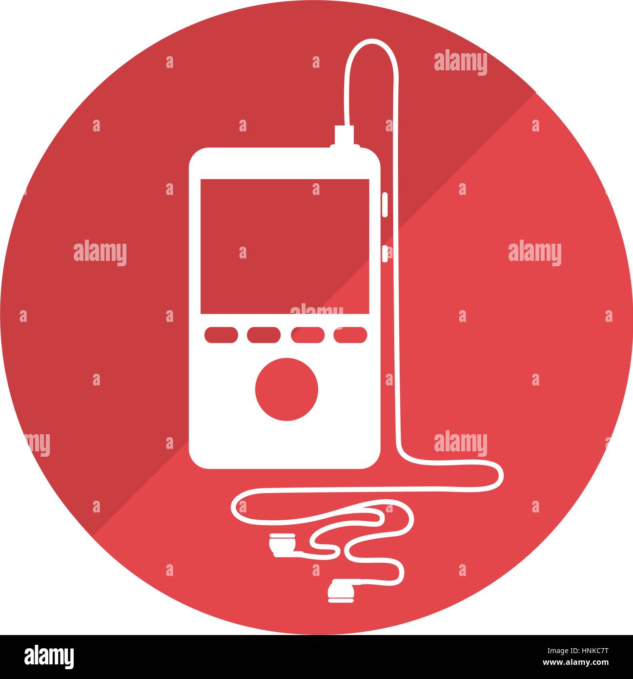 round frame with portable music device and headphones vector ...