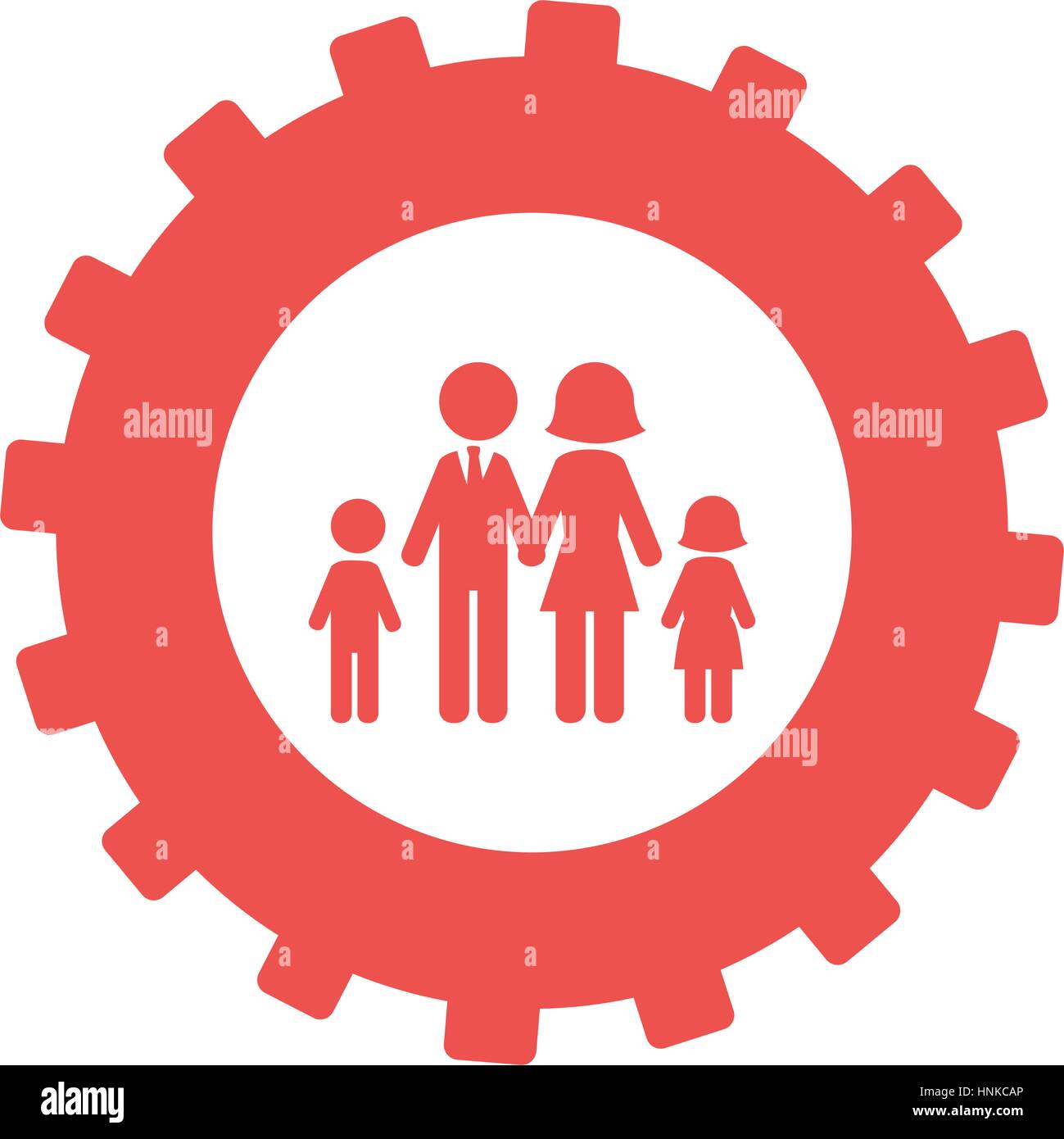 monochrome gear with united family vector illustration Stock Vector ...