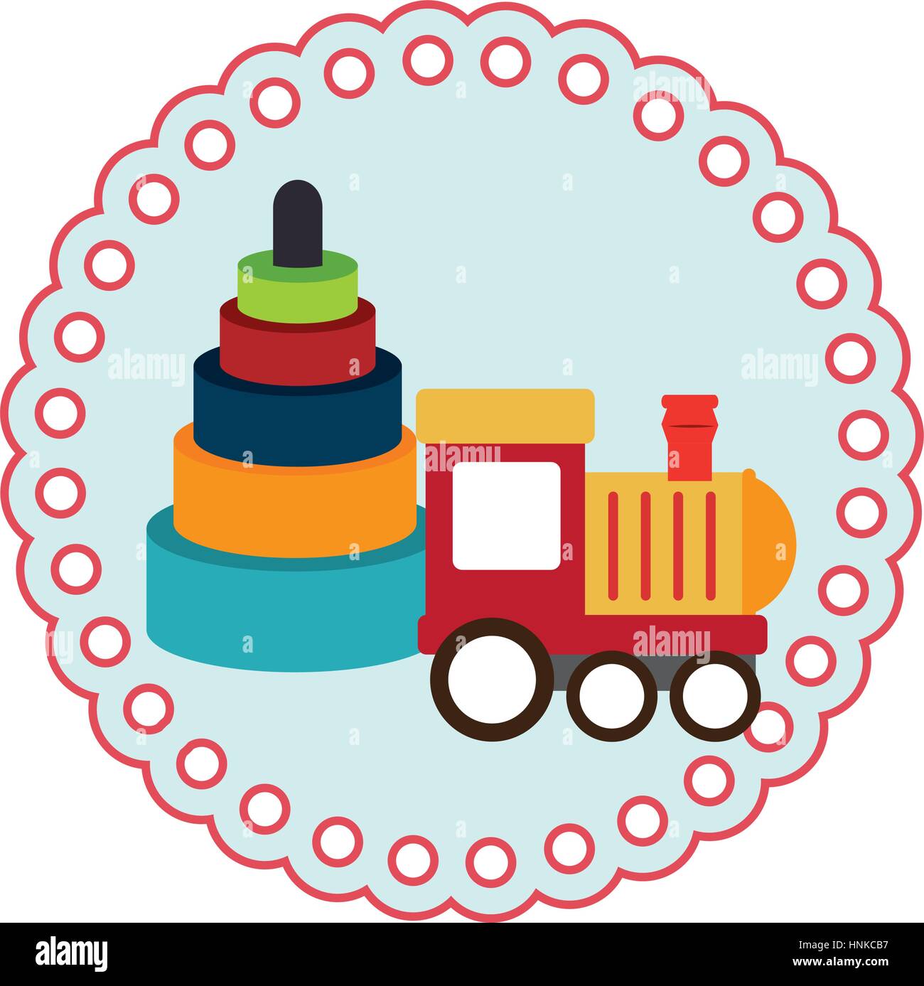 round shape with kids toys and train vector illustration Stock Vector ...