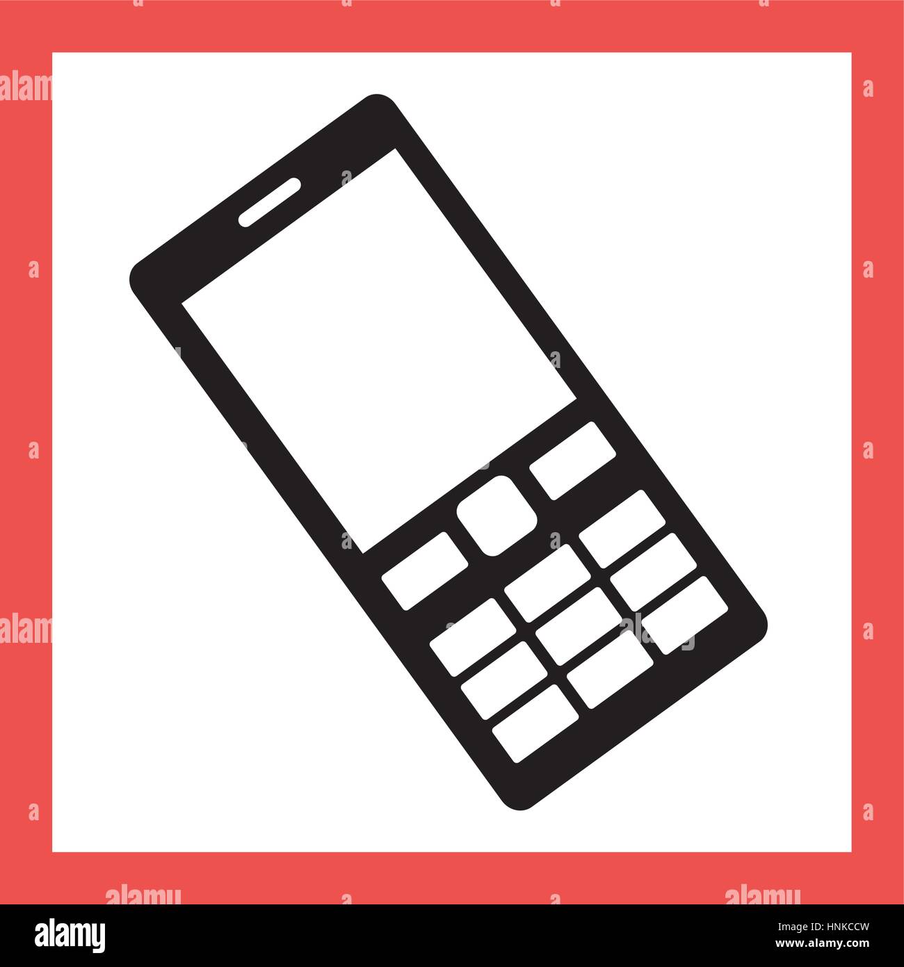 square frame with black contour cellphone with keyboard vector ...