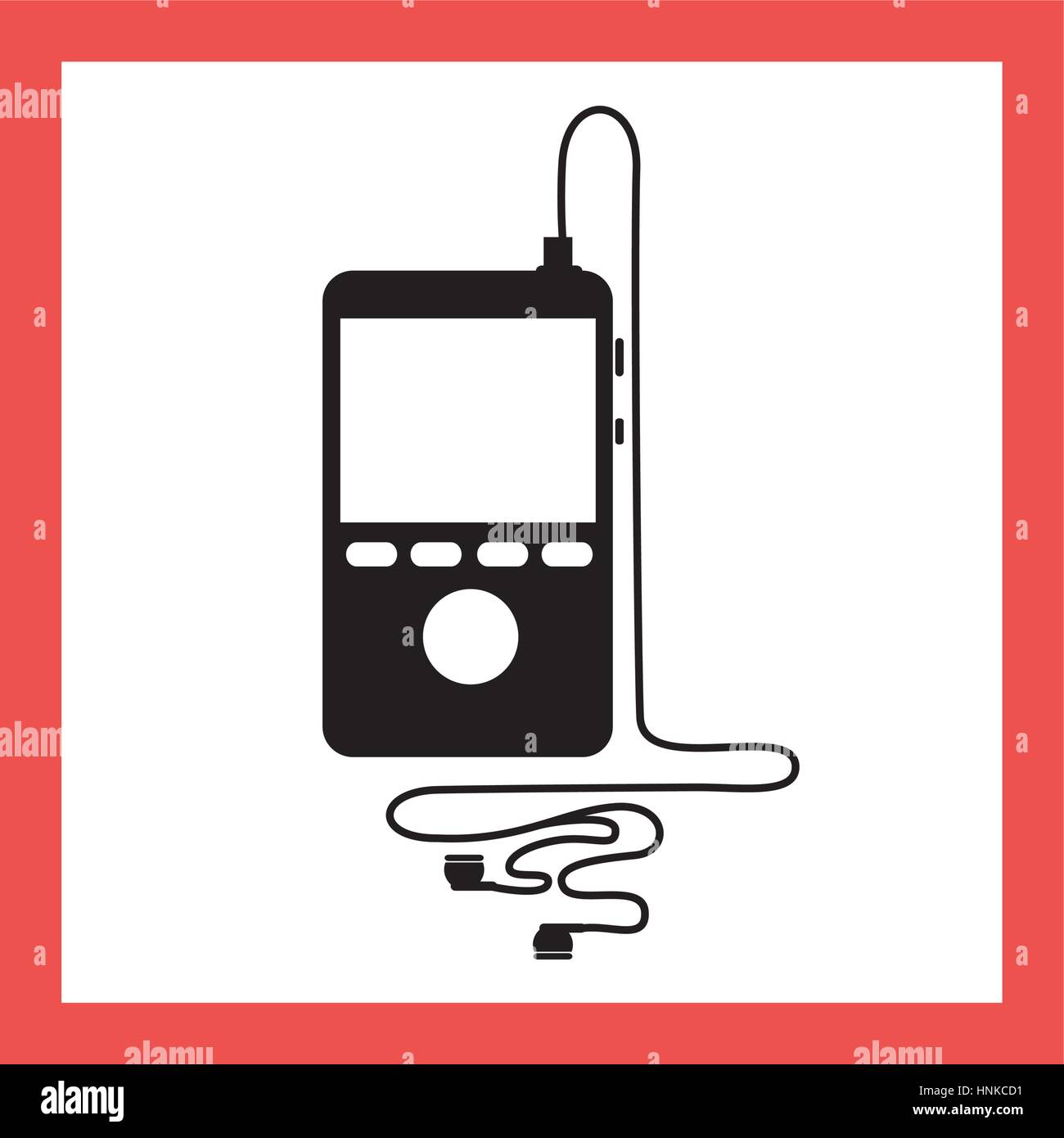 square frame with black contour of portable music device with ...