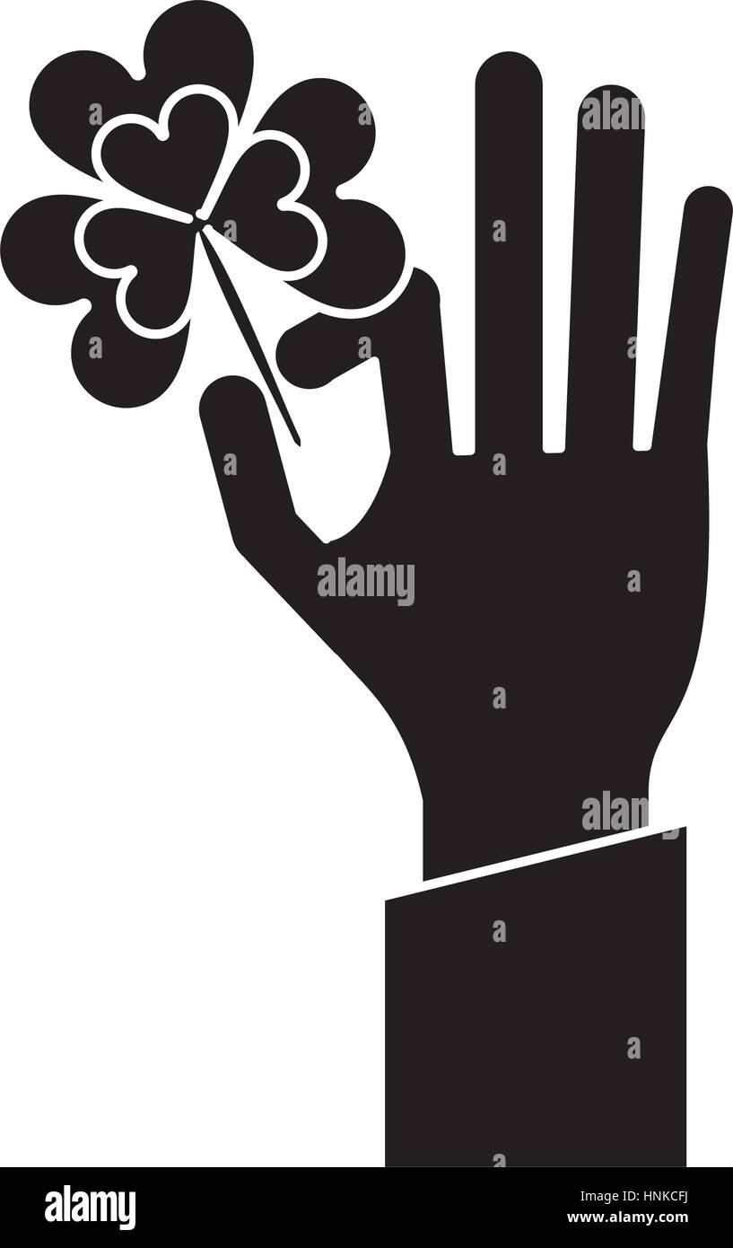 hand holding clover st patricks day pictogram vector illustration eps ...