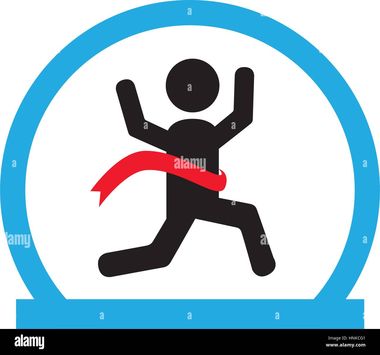 circle shape with runner crossing finish line vector illustration Stock ...