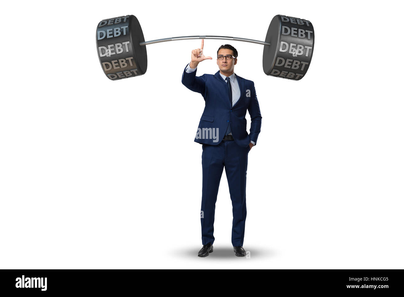 Businessman under heavy burden of debt Stock Photo - Alamy