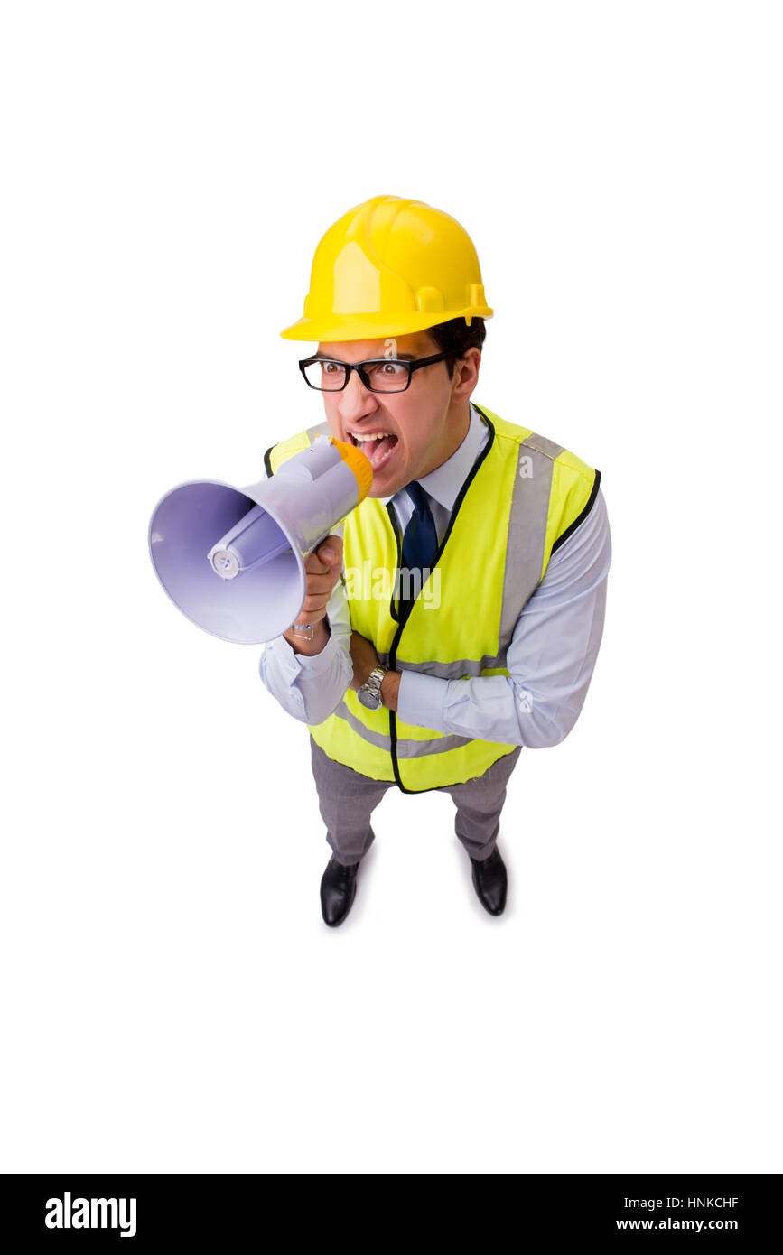 Angry construction foreman talking on hi-res stock photography and ...
