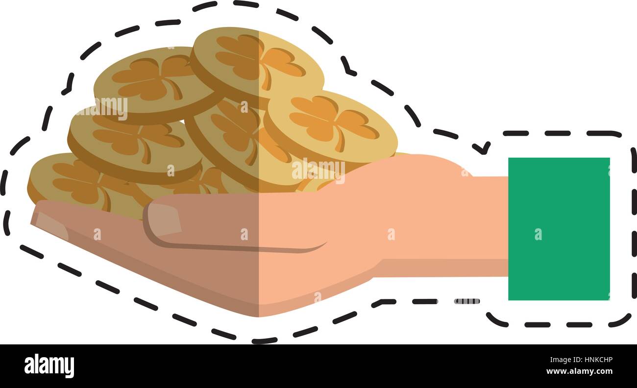 cartoon st patricks day hand holding coins vector illustration eps 10 ...