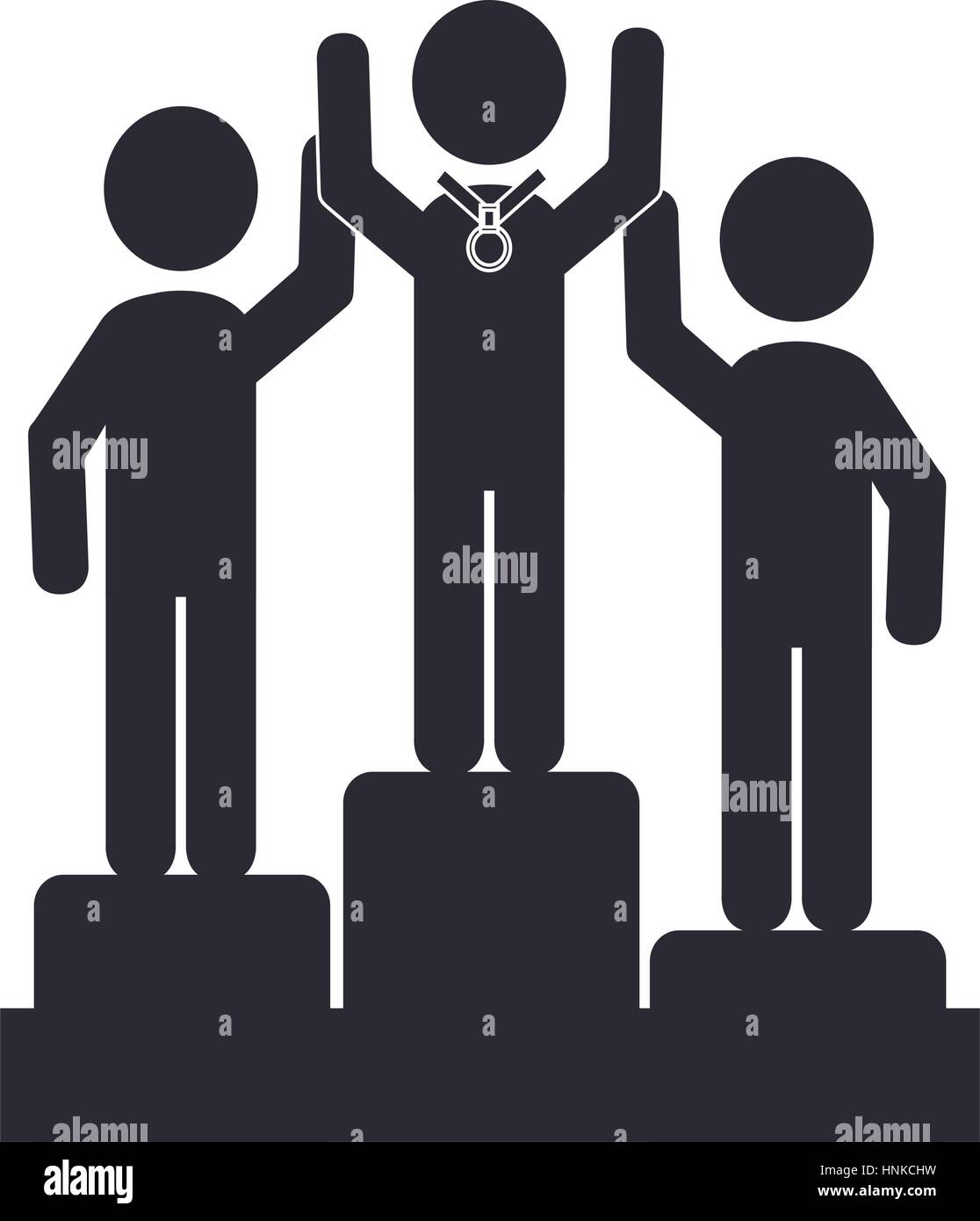 monochrome pictogram with winners platform vector illustration Stock ...