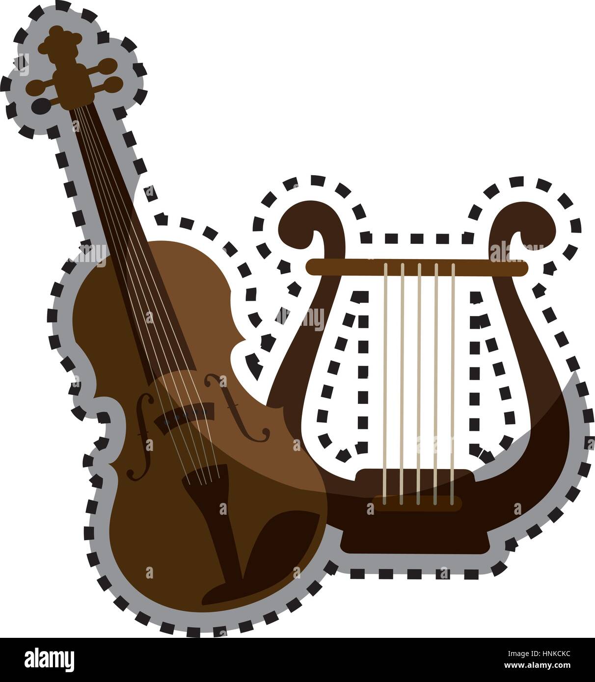 sticker color silhouette with violin and harp vector illustration Stock ...