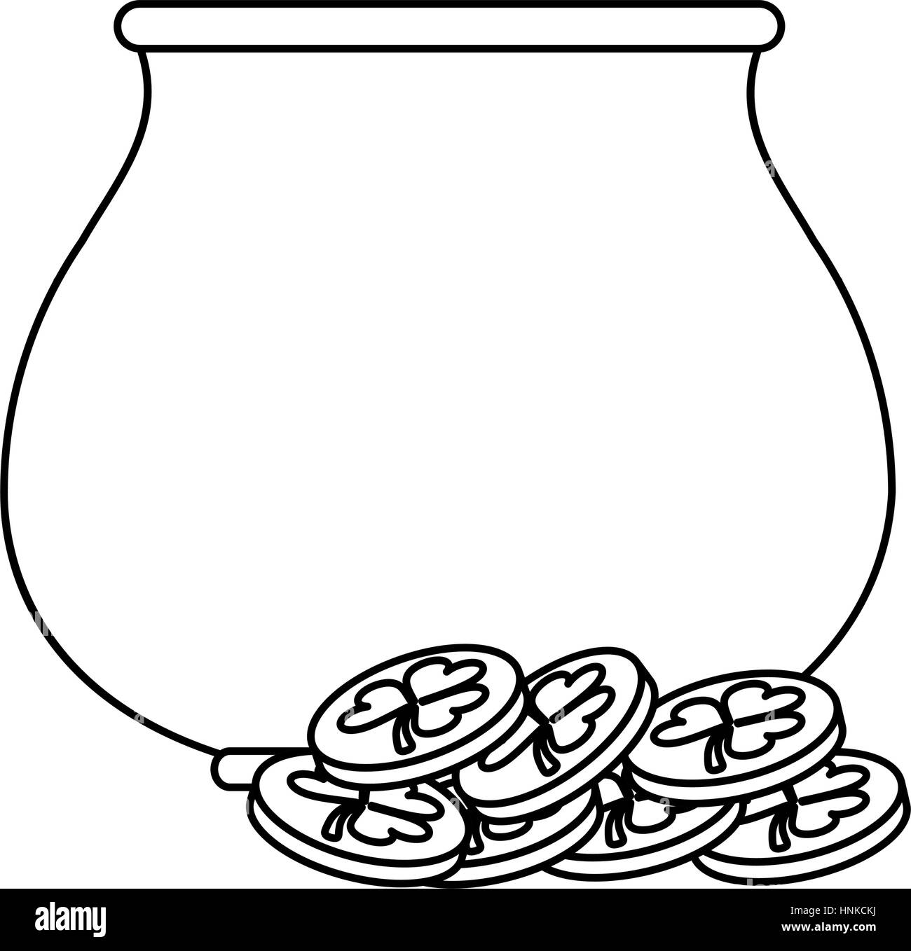 st patricks day pot coin treasure thin line vector illustration eps 10 ...