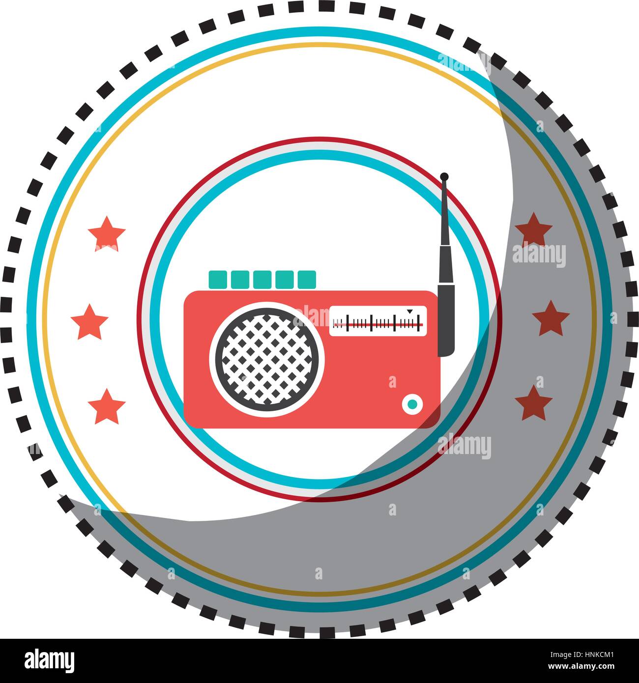 sticker color circular frame with radio stereo vector illustration ...