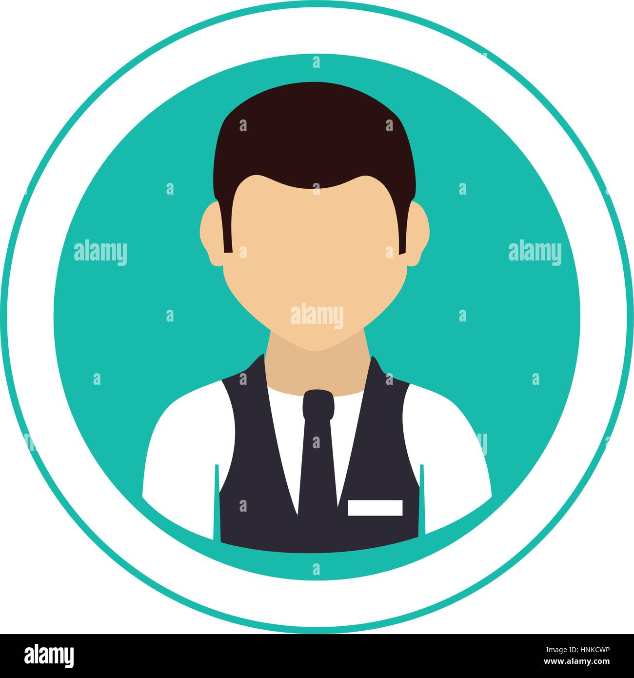 circular frame with half body man with waistcoat and tie vector ...