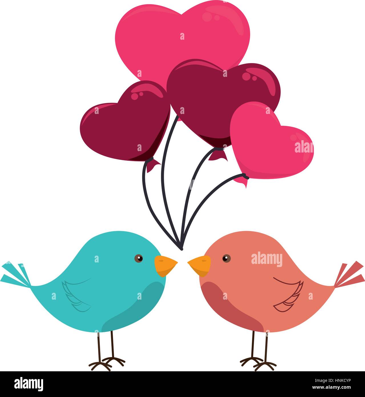 color silhouette with birds and balloons of hearts vector illustration Stock Vector Image & Art ...