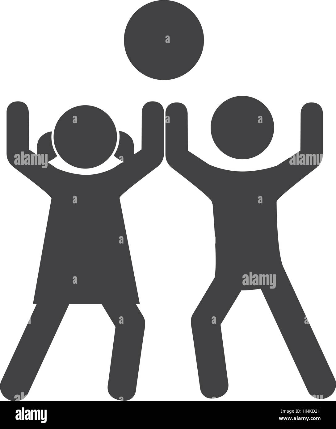 monochrome pictogram with kids play with a ball vector illustration ...