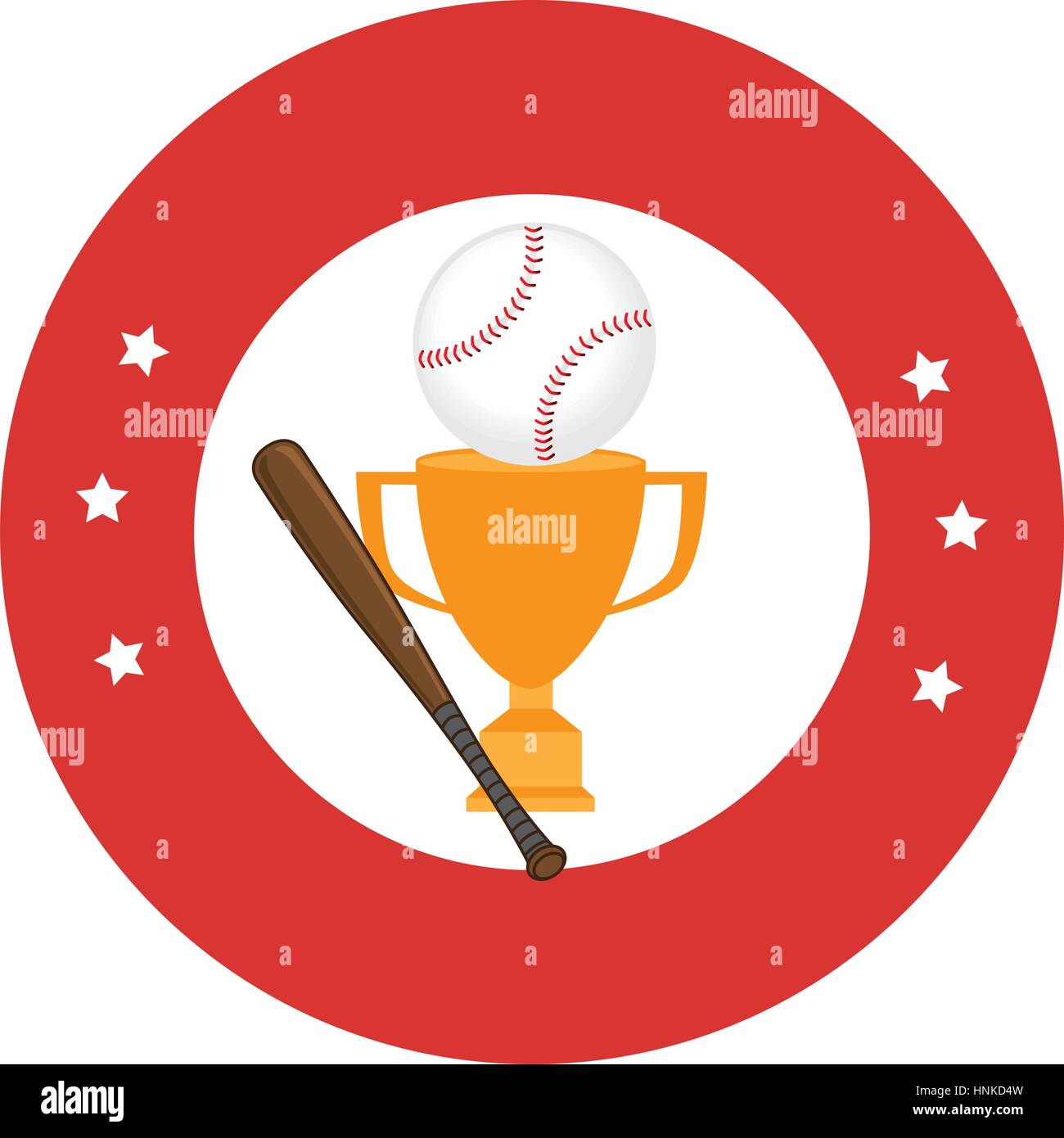 circular frame with baseball trophy with ball and baseball bat vector ...
