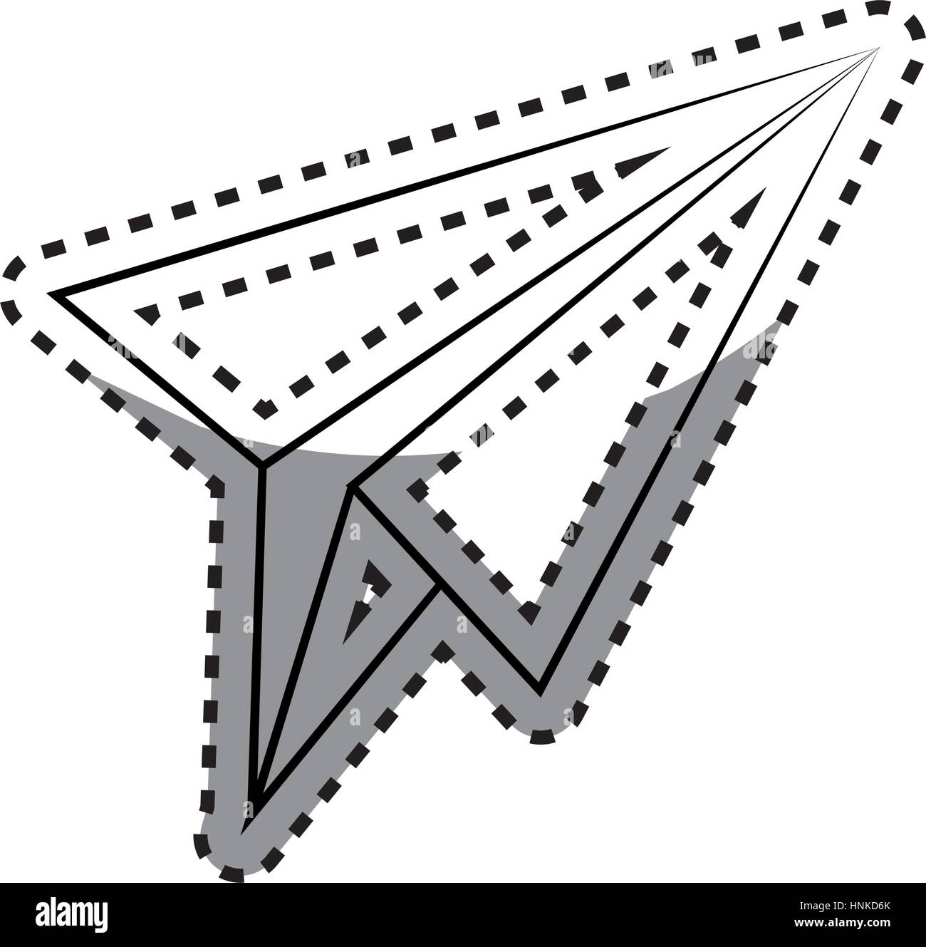 monochrome contour sticker with paper airplane vector illustration ...